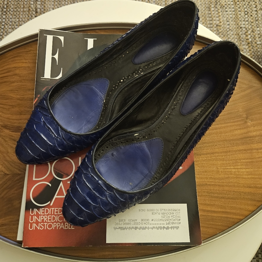 Proenza Schouler Cobalt Snake Skin Leather Ballet Fla… - Gem